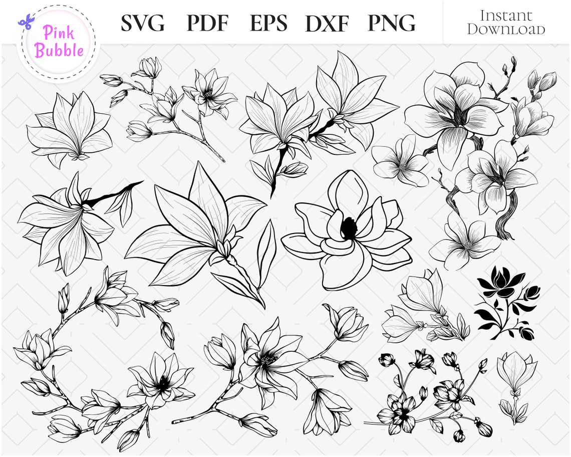 Magnolia SVG Flower Svg Magnolia Cut Files Magnolia - Etsy