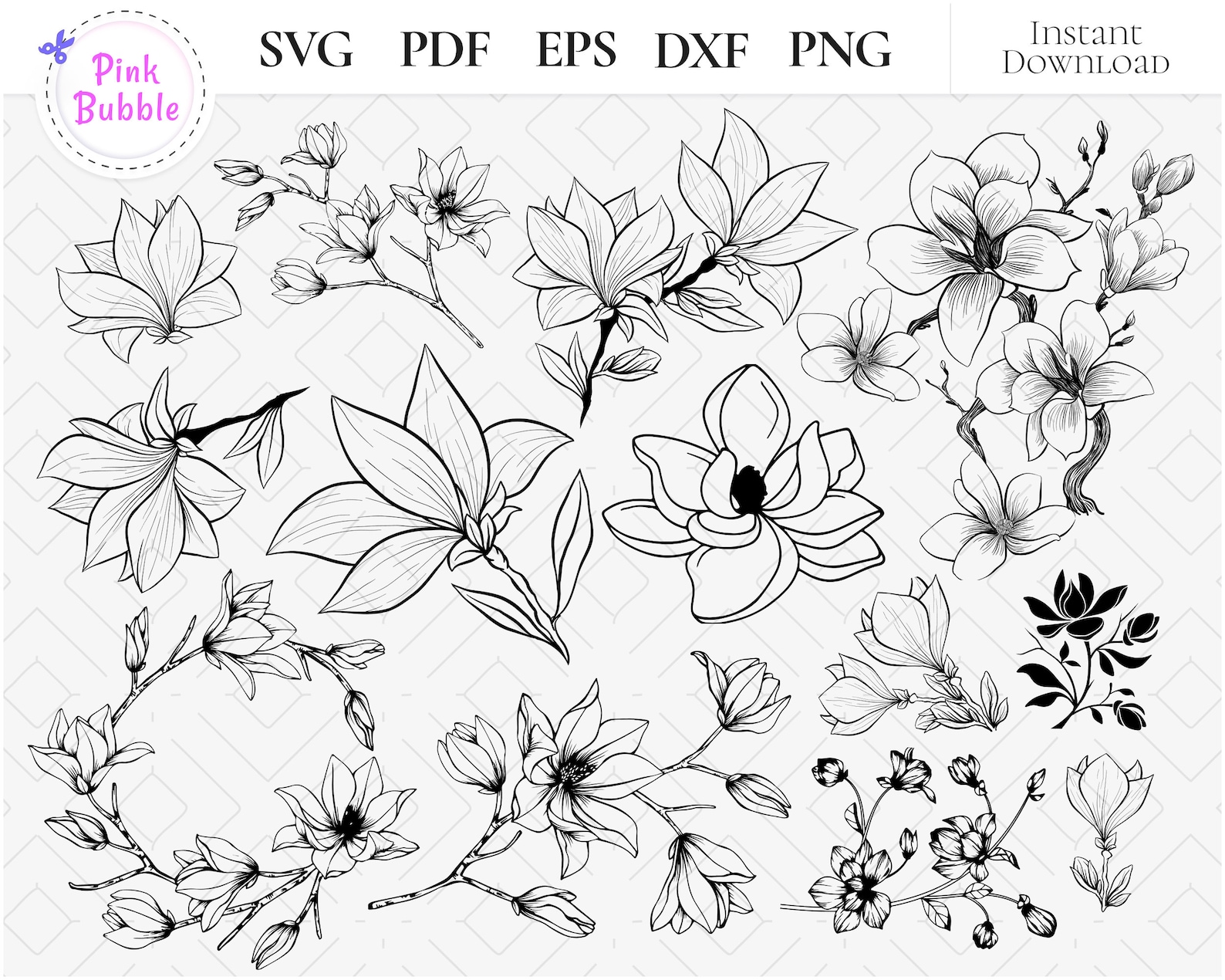 Magnolia SVG Flower Svg Magnolia Cut Files Magnolia - Etsy