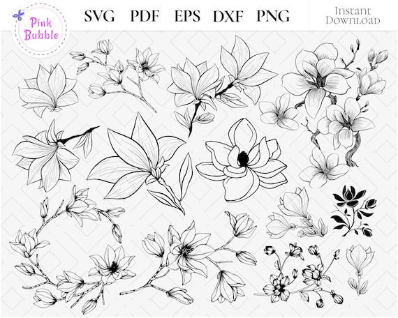 Magnolia SVG Flower Svg Magnolia Cut Files Magnolia - Etsy