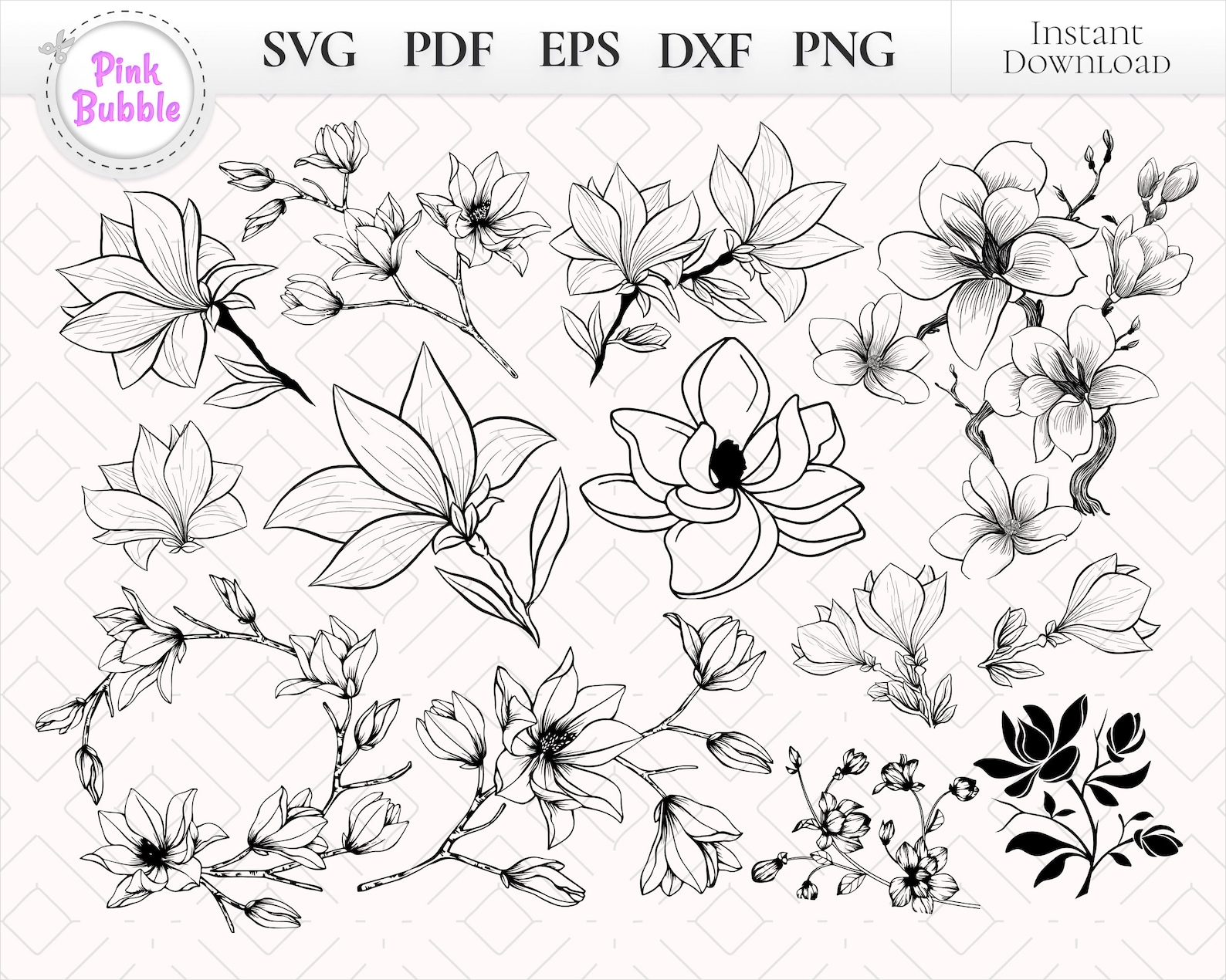 Magnolia SVG Flower Svg Magnolia Cut Files Magnolia - Etsy