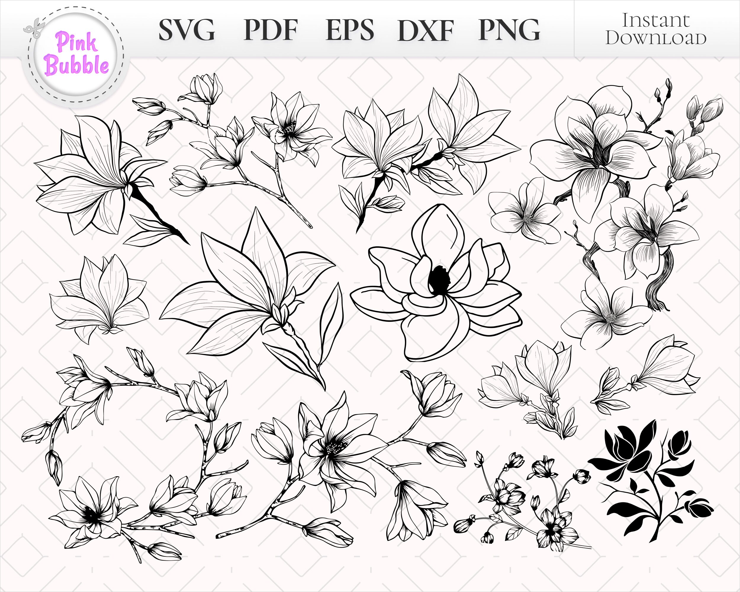 Magnolia SVG Flower Svg Magnolia Cut Files Magnolia - Etsy
