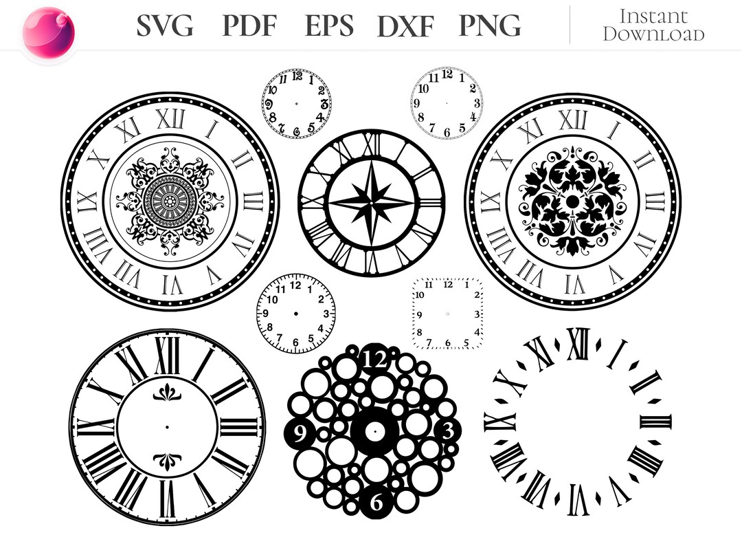 Clock Face SVG Bundle: Stencil, Clipart, Template (digital Download) - Etsy