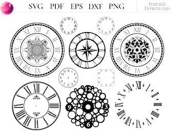 Clock Face Svg Dxf Eps Cut File for Cricut Silhouette, Clockface, Clock ...
