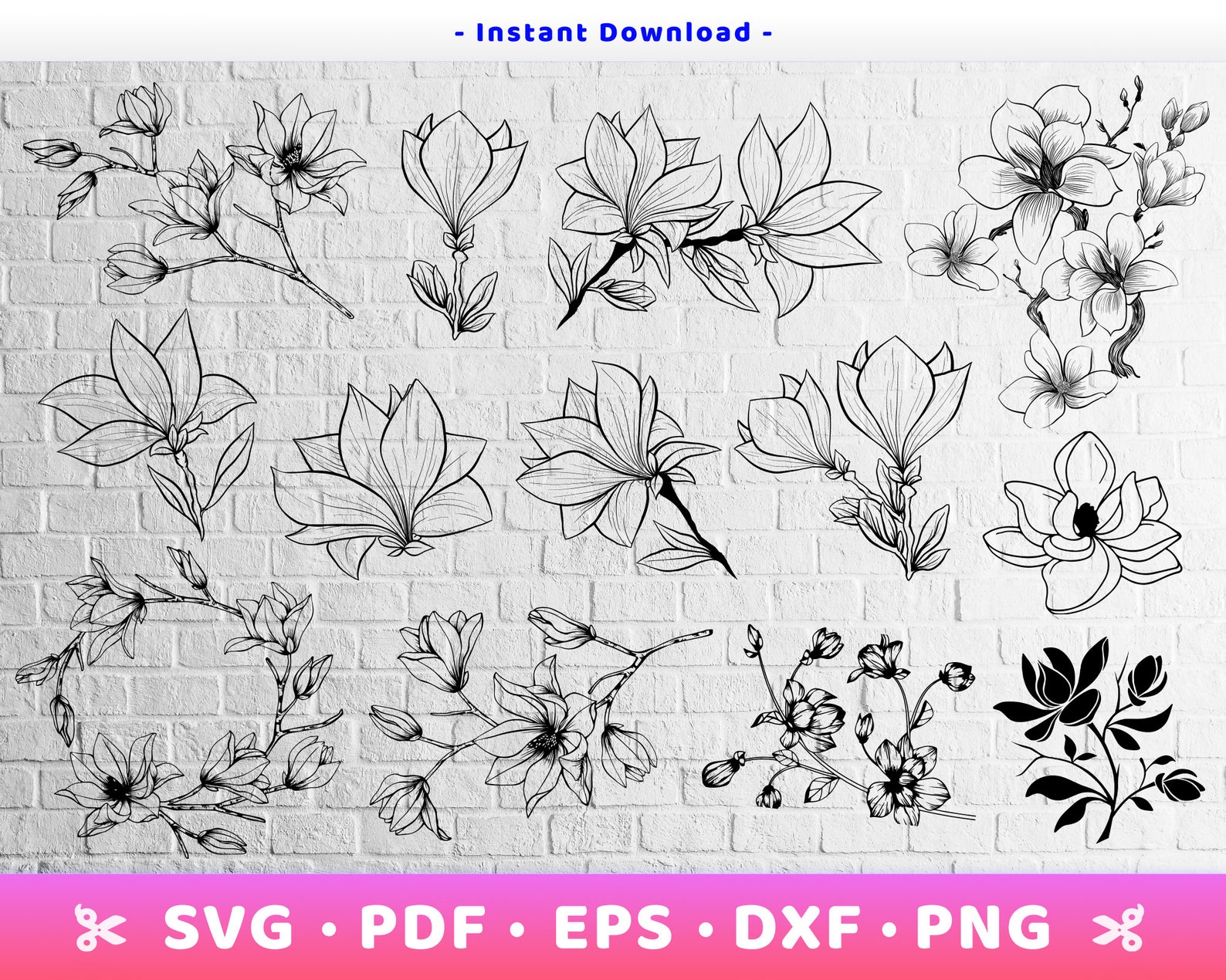 Magnolia SVG Flower Svg Magnolia Cut File Magnolia Clipart | Etsy