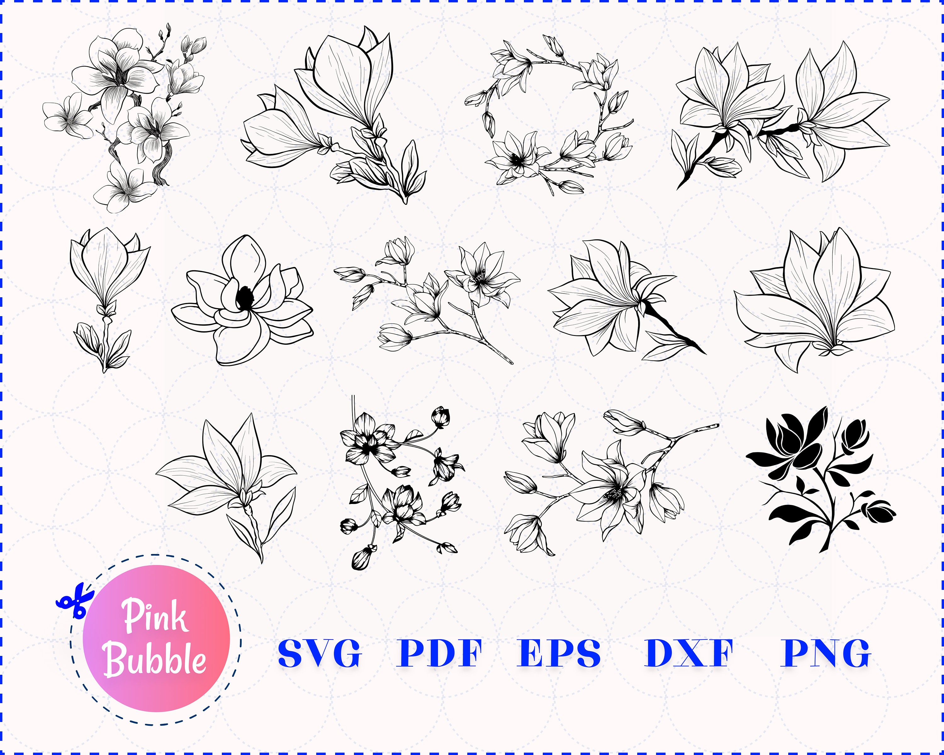 Magnolia SVG flower svg magnolia cut file magnolia clipart | Etsy