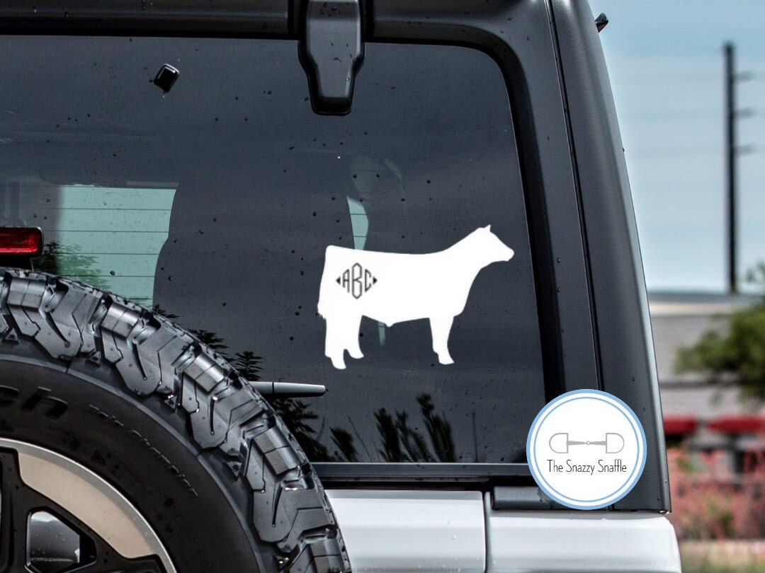 Cow Cut Out Monogram Vinyl Decal - Etsy