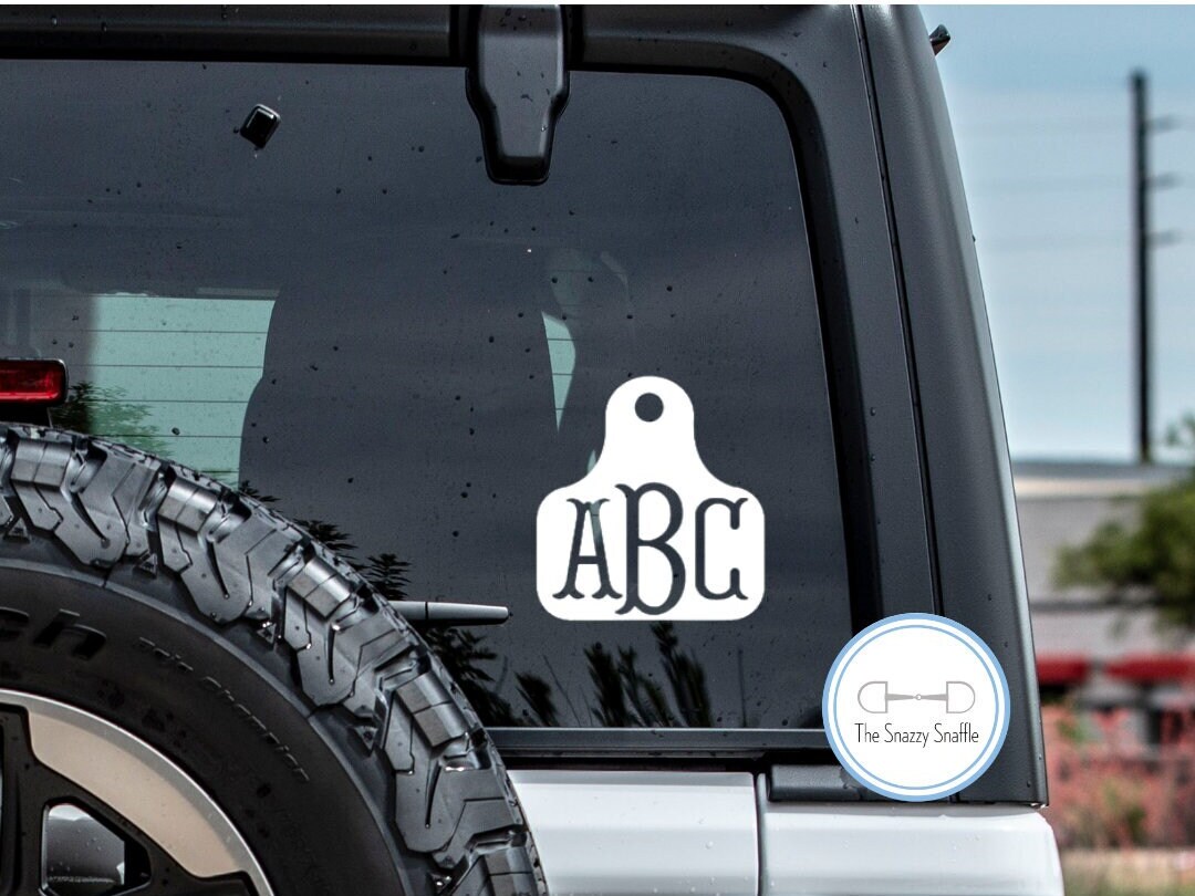 Rectangular Ear Tag Monogram Vinyl Decal - Etsy