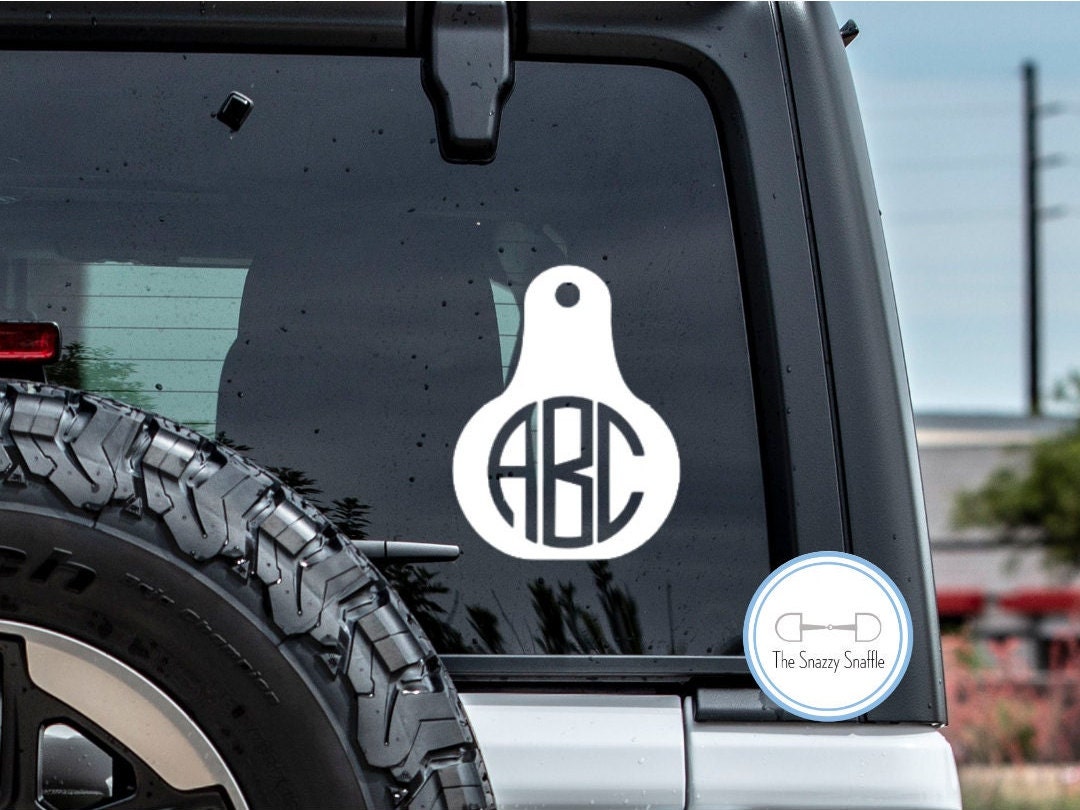 Round Ear Tag Monogram Vinyl Decal - Etsy