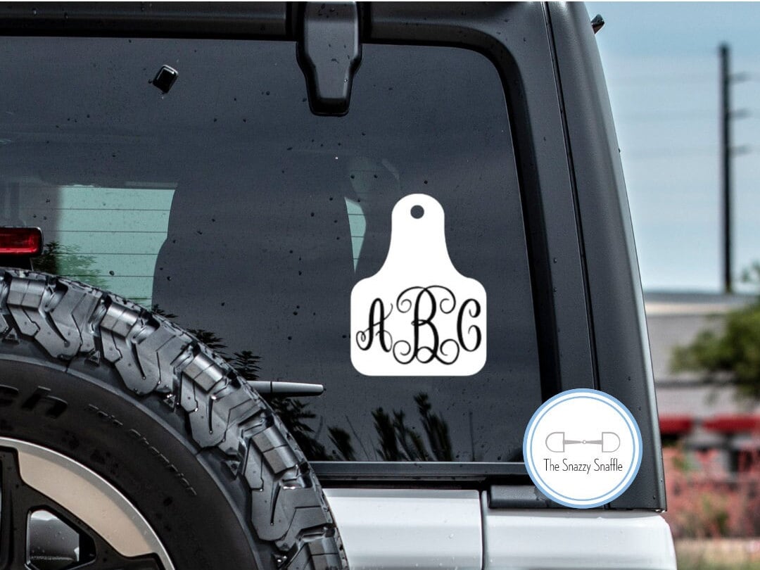 Square Ear Tag Monogram Vinyl Decal - Etsy