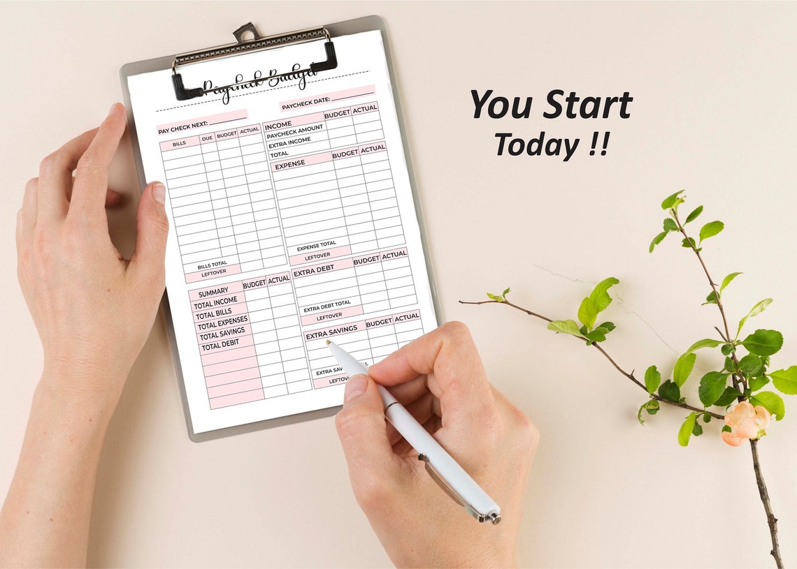 Paycheck Budget Printable Planner, Paycheck Breakdown Template ...