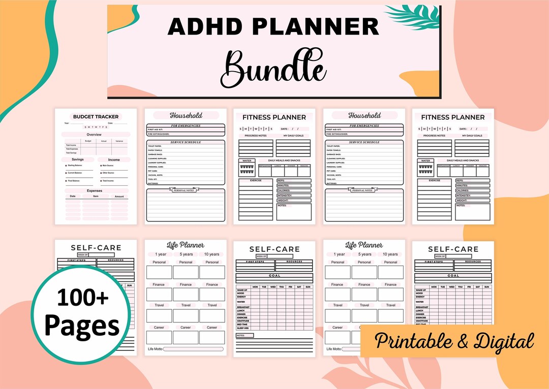 Adhd Planner Adult, Adhd Planner Adult Printable, Adhd Life Planner ...