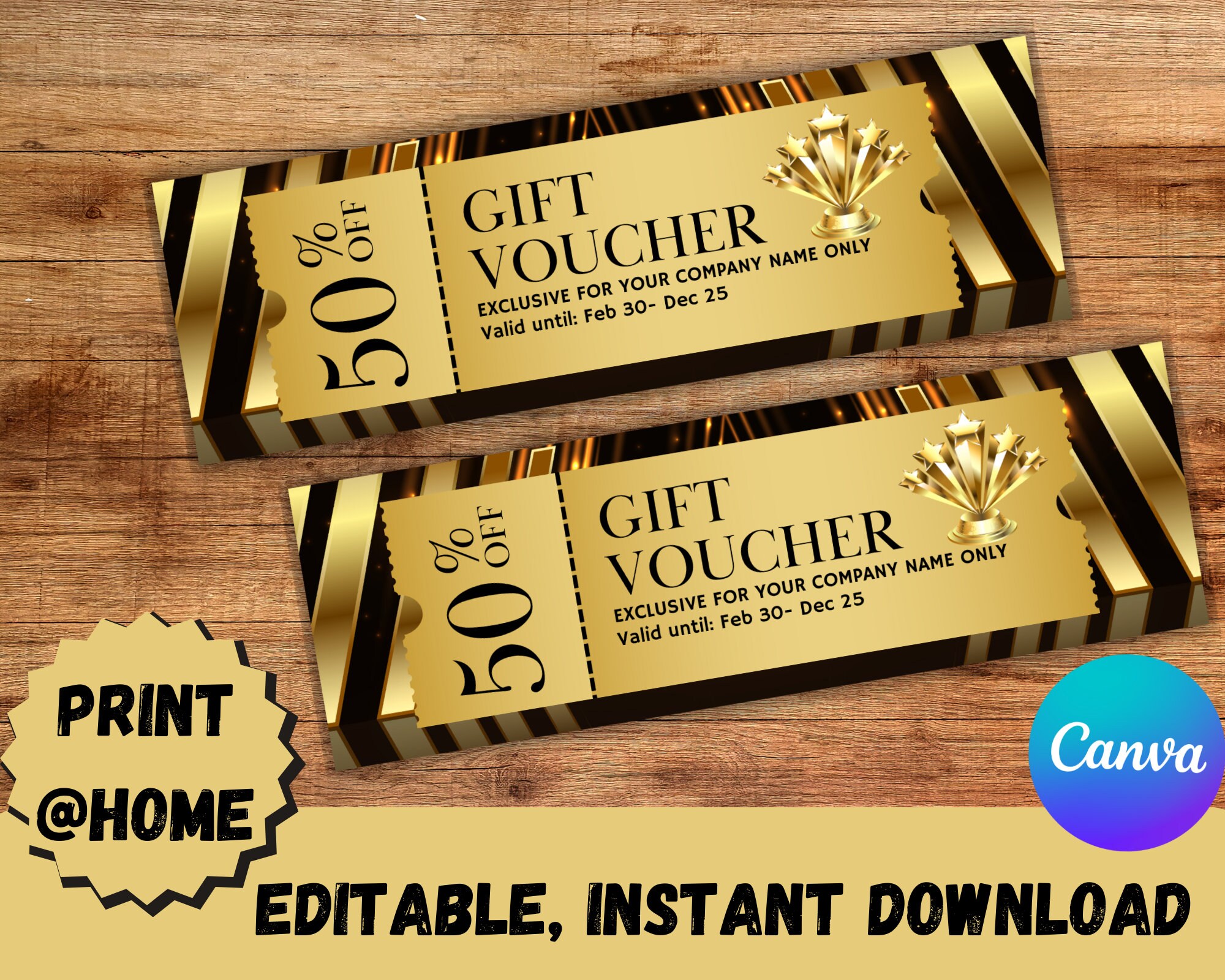 Printable Gift Voucher: the Perfect Last-minute Present, Customizable ...