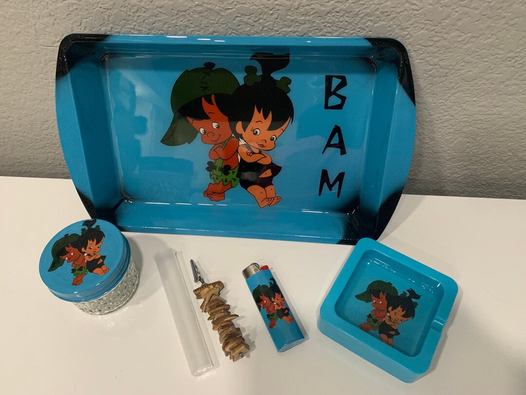 Bam Bam and Pebbles Rolling Tray Set - Etsy