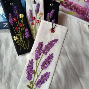Hand Embroidered Lavender Linen Bookmark With Lavender | Etsy