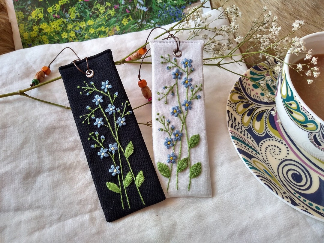 Forget-me-not Bookmark/ Hand Embroidered Bookmark/ Bookmark for Women ...