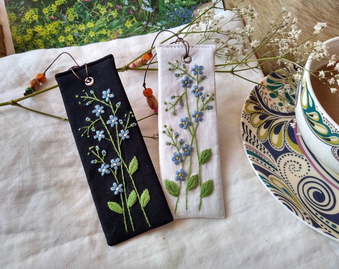 Forget-me-not Bookmark/ Hand Embroidered Bookmark/ Bookmark for Women ...