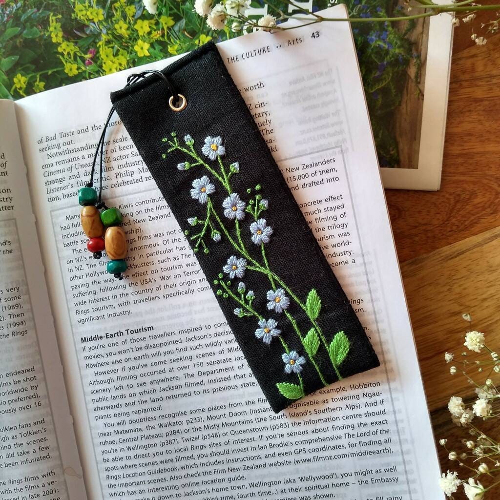Forget-me-not Bookmark/ Hand Embroidered Bookmark/ Bookmark - Etsy UK