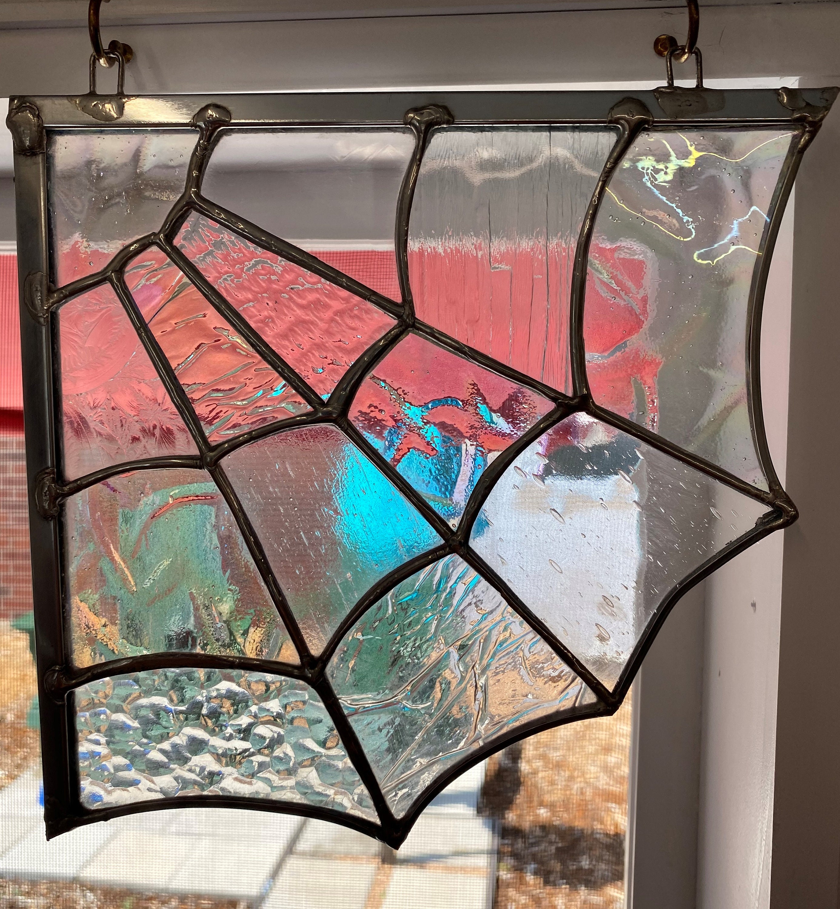 Stained Glass Spider Web Corner Piece Halloween Spider Web Decoration ...
