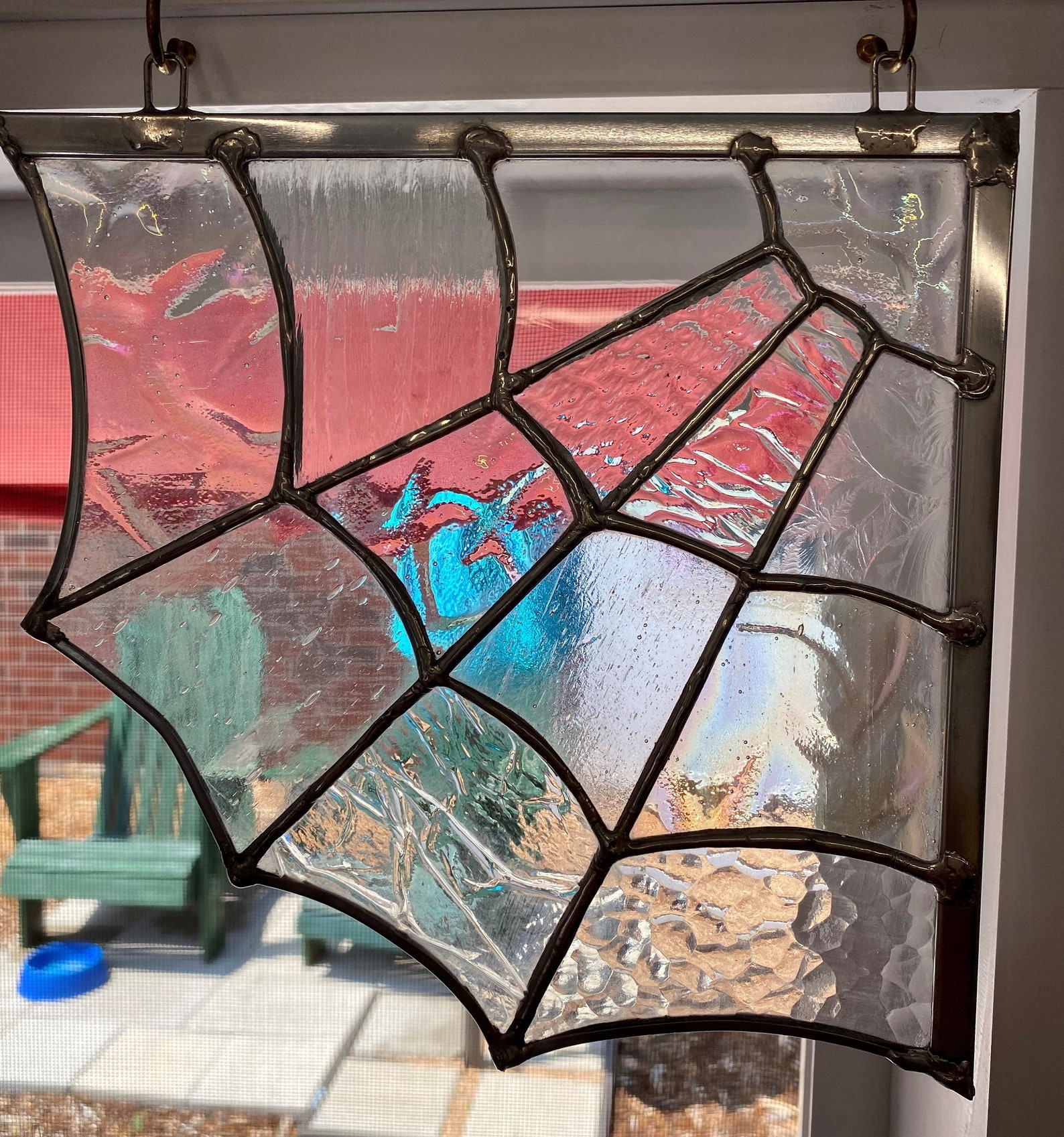 Stained Glass Spider Web Corner Piece Halloween Spider Web - Etsy