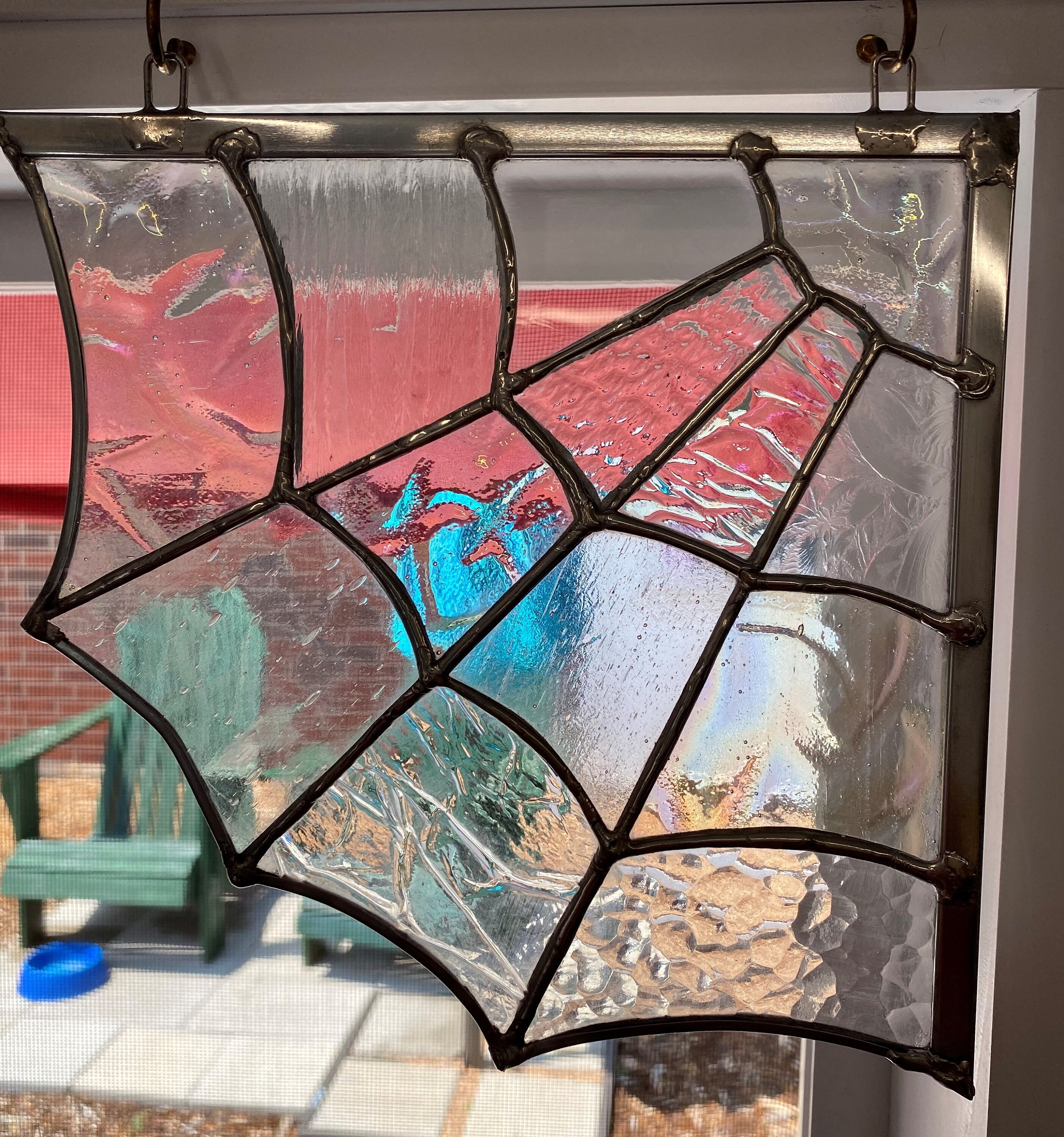 Stained Glass Spider Web Corner Piece Halloween Spider Web Decoration ...
