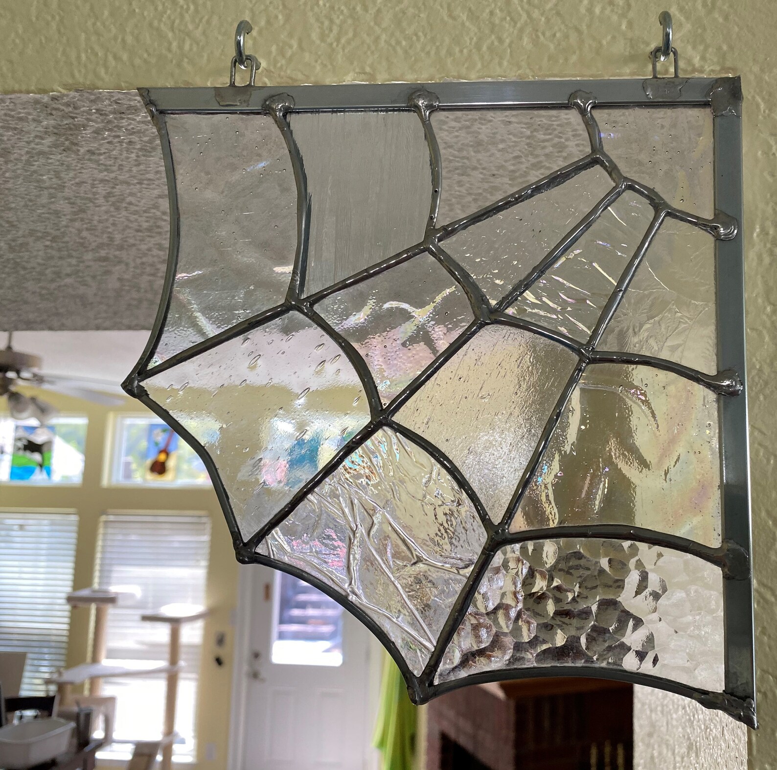 Stained Glass Spider Web Corner Piece Halloween Spider Web - Etsy