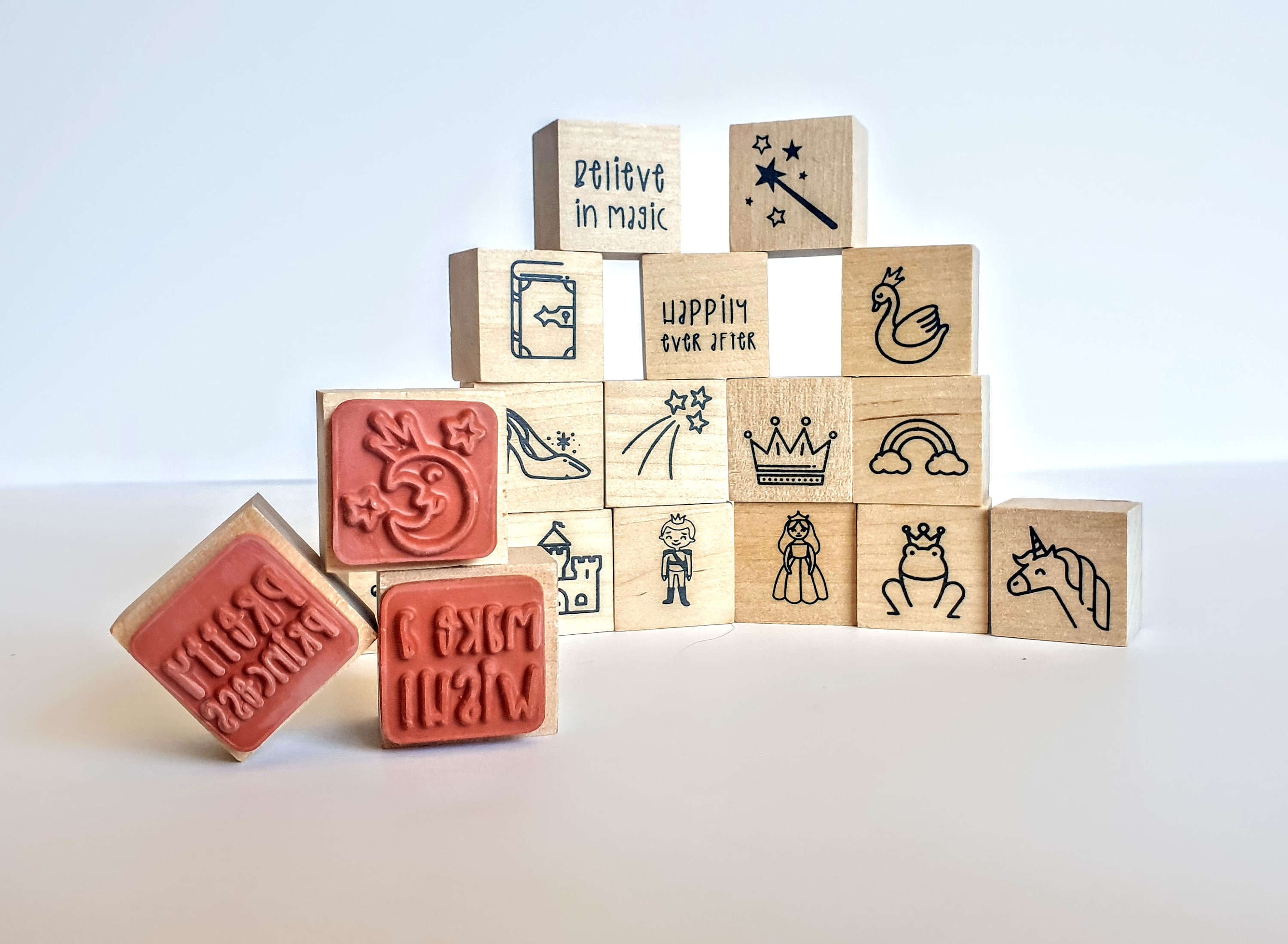 Set 1x1 Inch Rubber Stamps Fairytale Stamp Wooden Block - Etsy