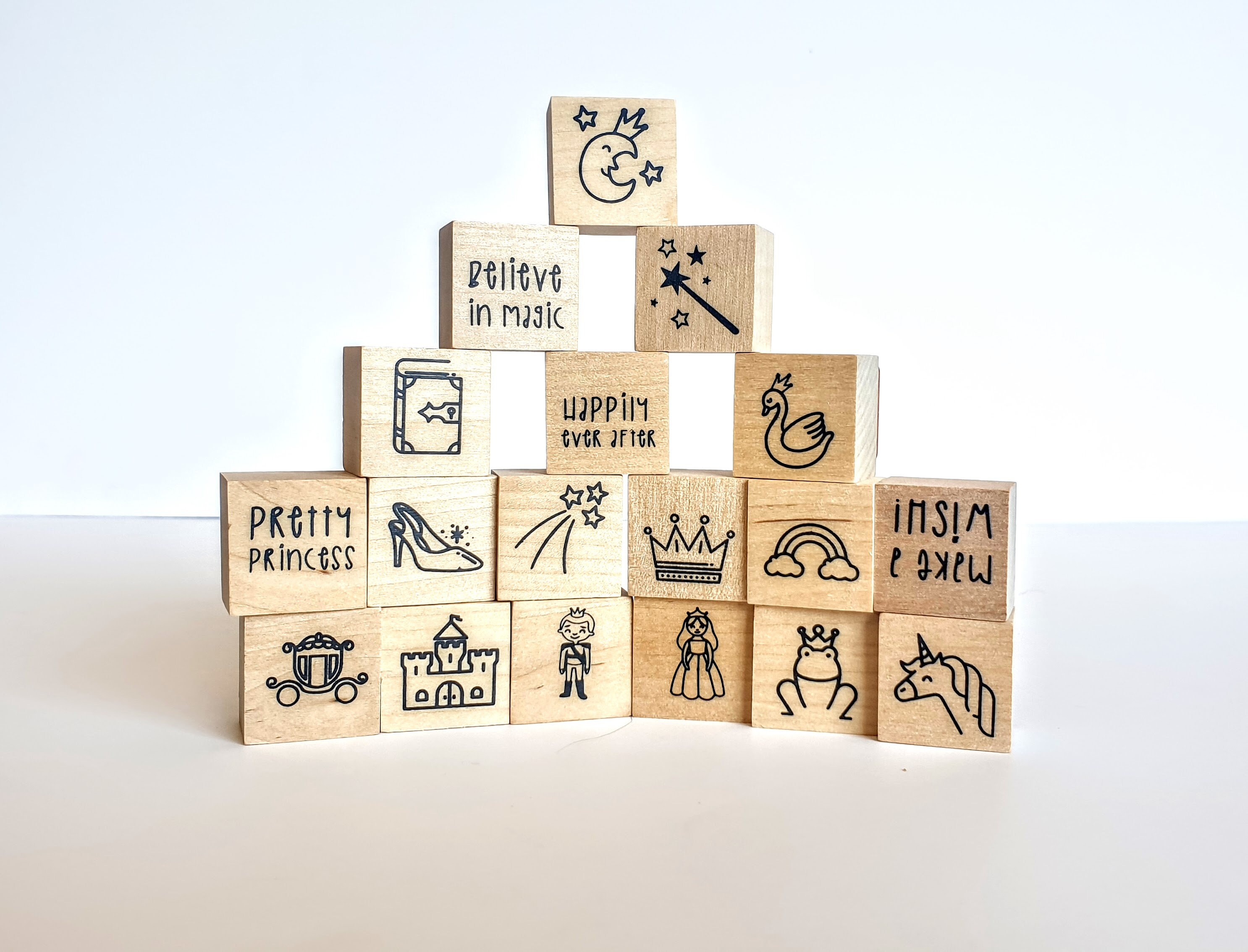 Set 1x1 Inch Rubber Stamps Fairytale Stamp Wooden Block - Etsy