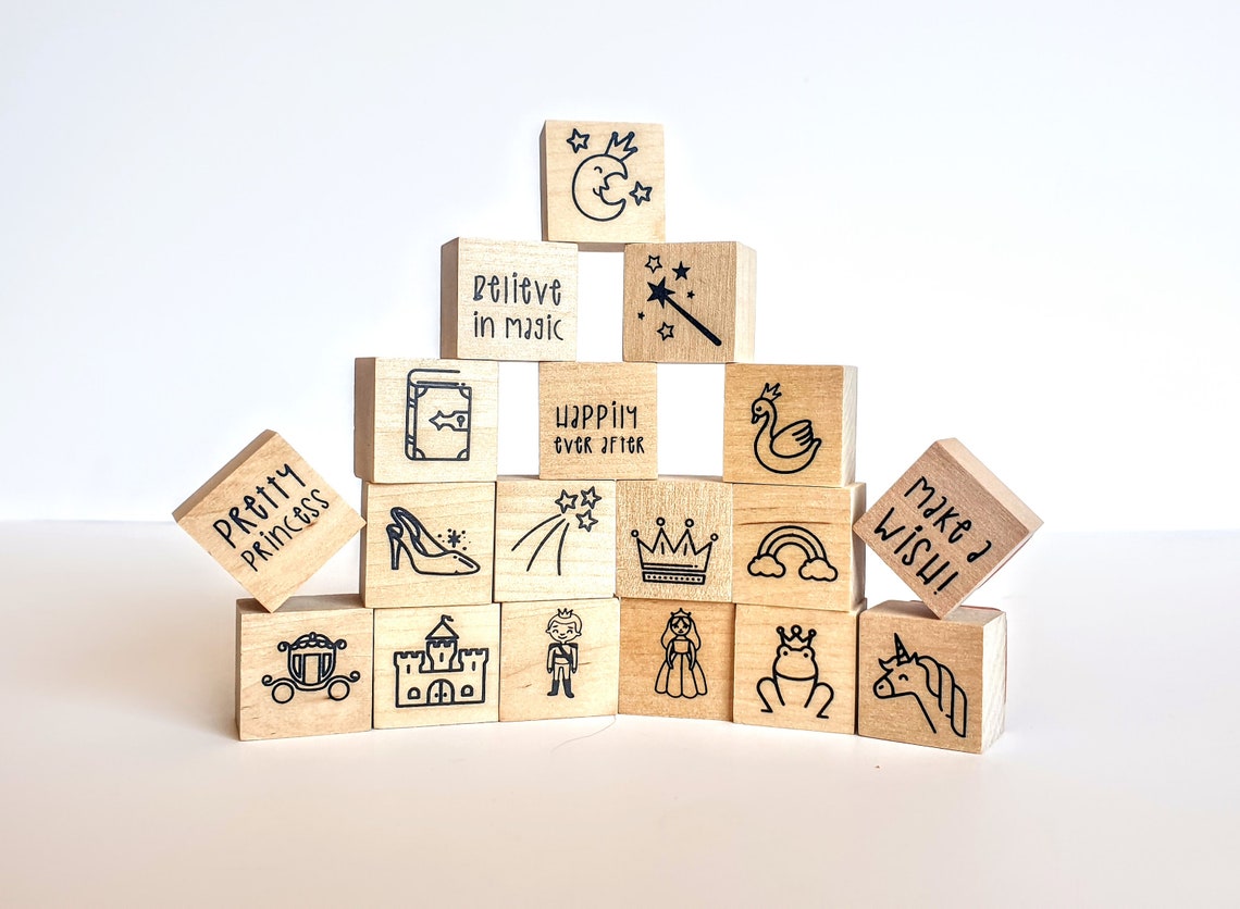 Set 1x1 Inch Rubber Stamps Fairytale Stamp Wooden Block - Etsy