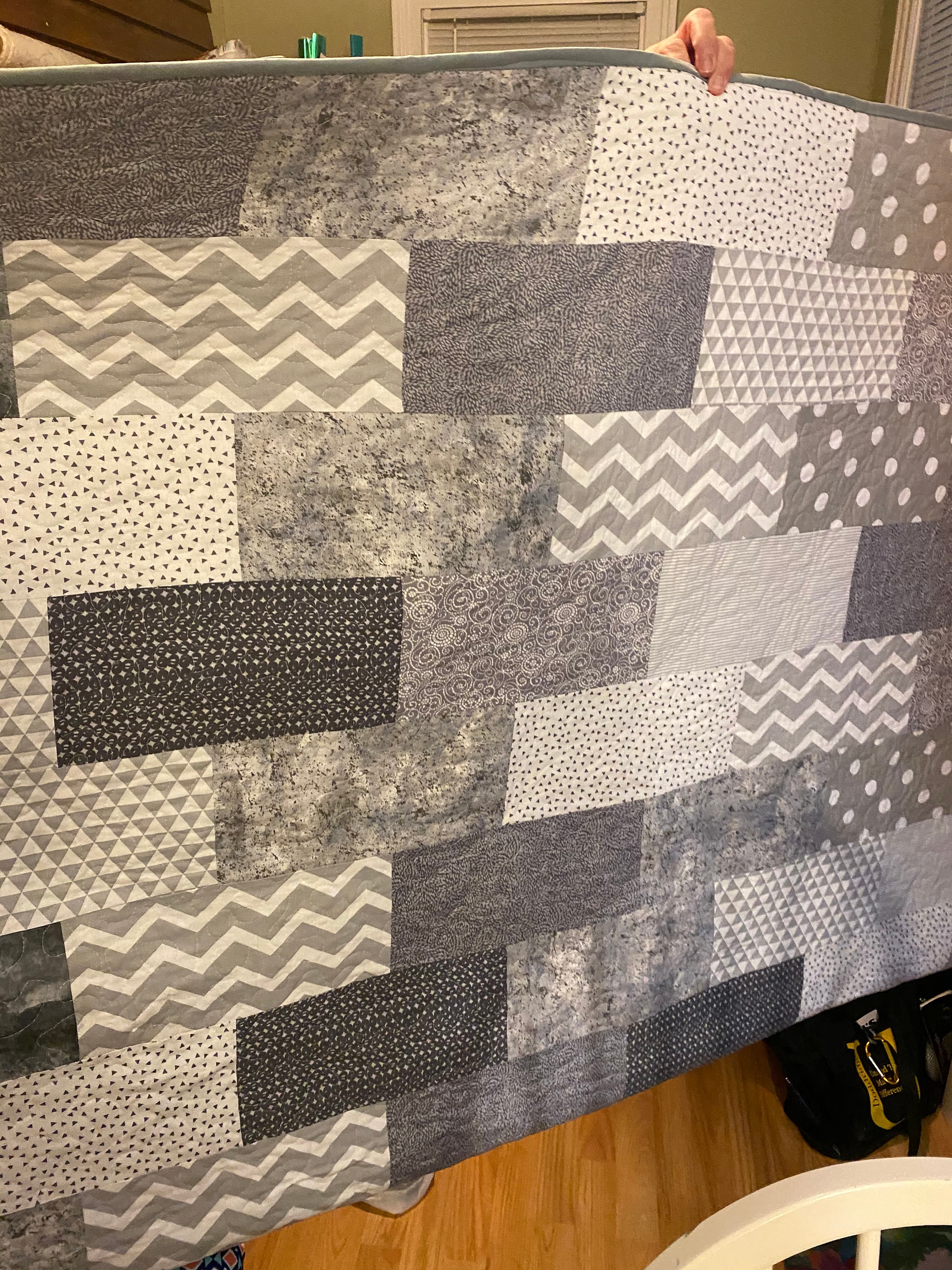 Brick Style Homemade Quilt in Shades and Patterns of Gray and White - Etsy