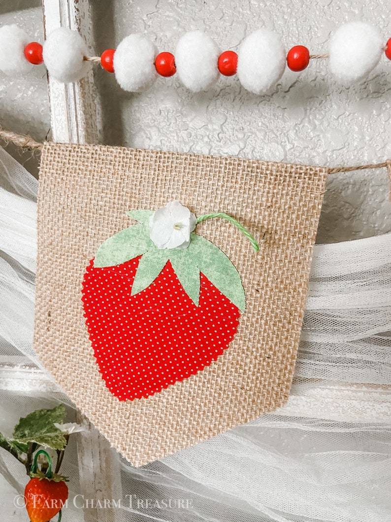 Strawberry Bunting Banner - Etsy