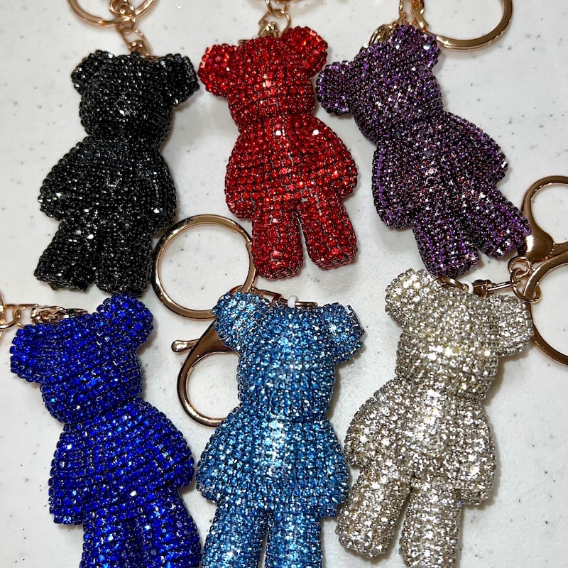 Bear Key Chain Rhinestone - Etsy