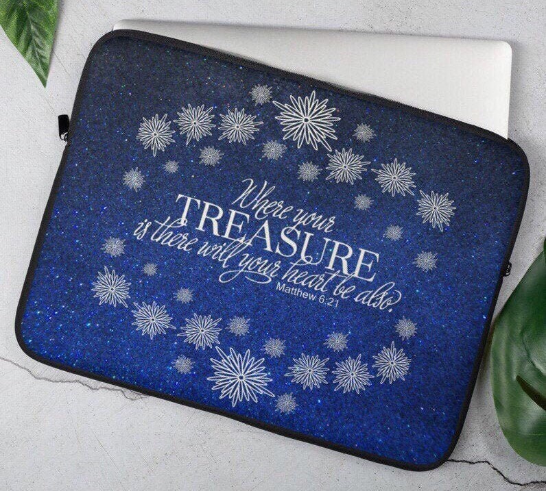 GLITTER BIBLE VERSE Laptop Sleeve 13 15, Christian Scripture Neoprene ...