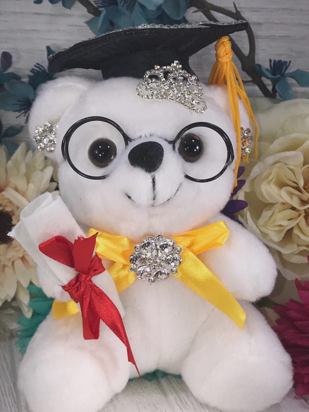 Custom Graduation Teddy Bear Plush: Bling Stuffed Animal Grad Gift - Etsy