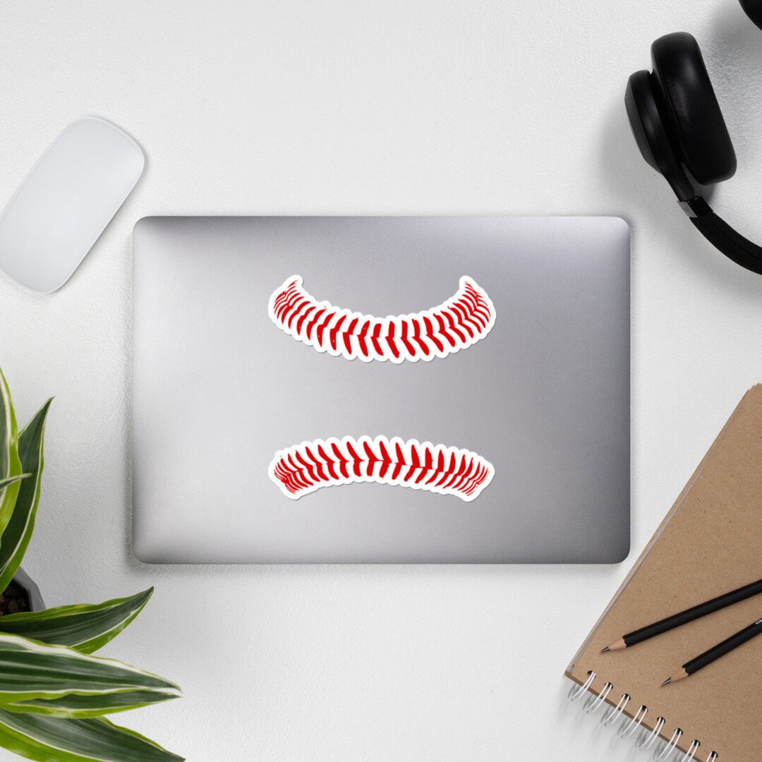 Baseball Stitches Vinyl Laptop Decal, Baseball Threads Aesthetic ...