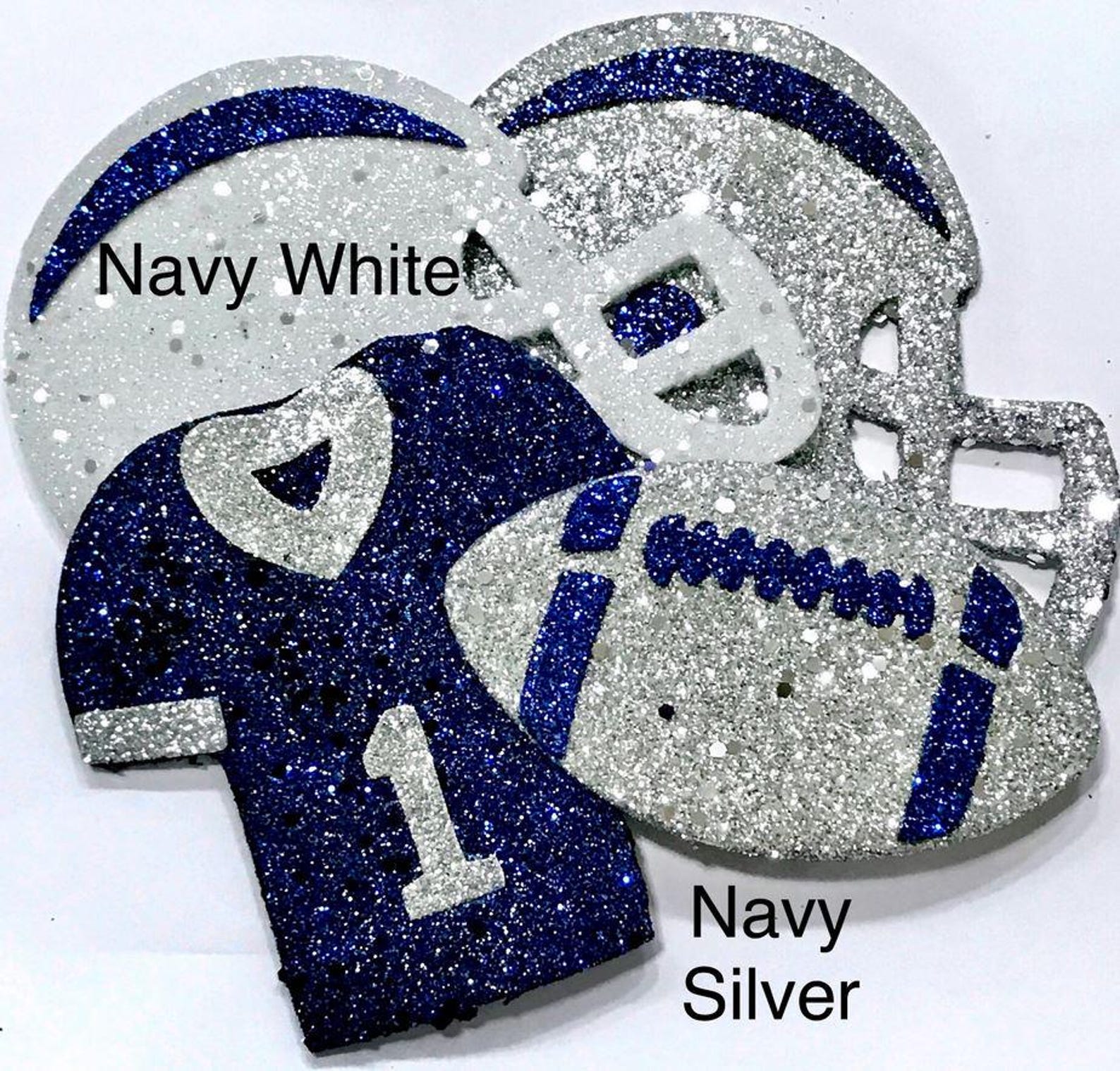GLITTER FOOTBALL Helmet Jersey DECOR 1pc, Foam Sports Ornament, Party ...