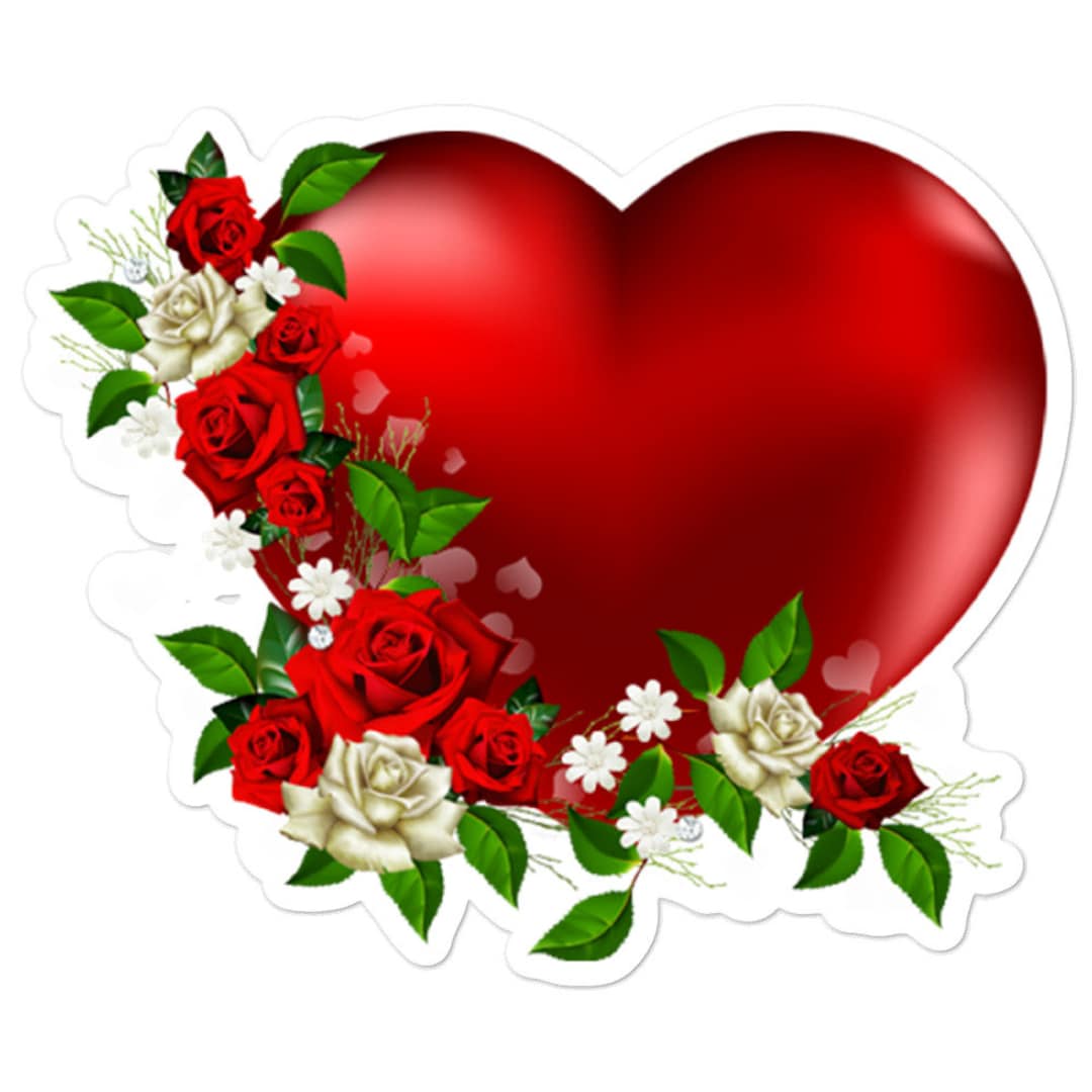 VINTAGE HEART Sticker, Pretty Floral Heart Vinyl Laptop Decal ...