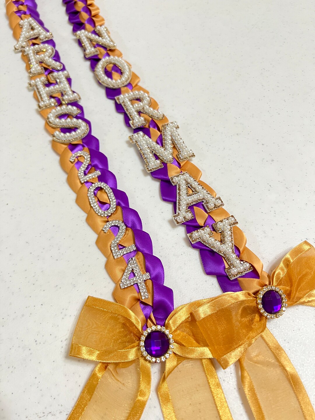 CUSTOM Graduation Lei 2 Colors Personalized Lei, Bling Rhinestone ...