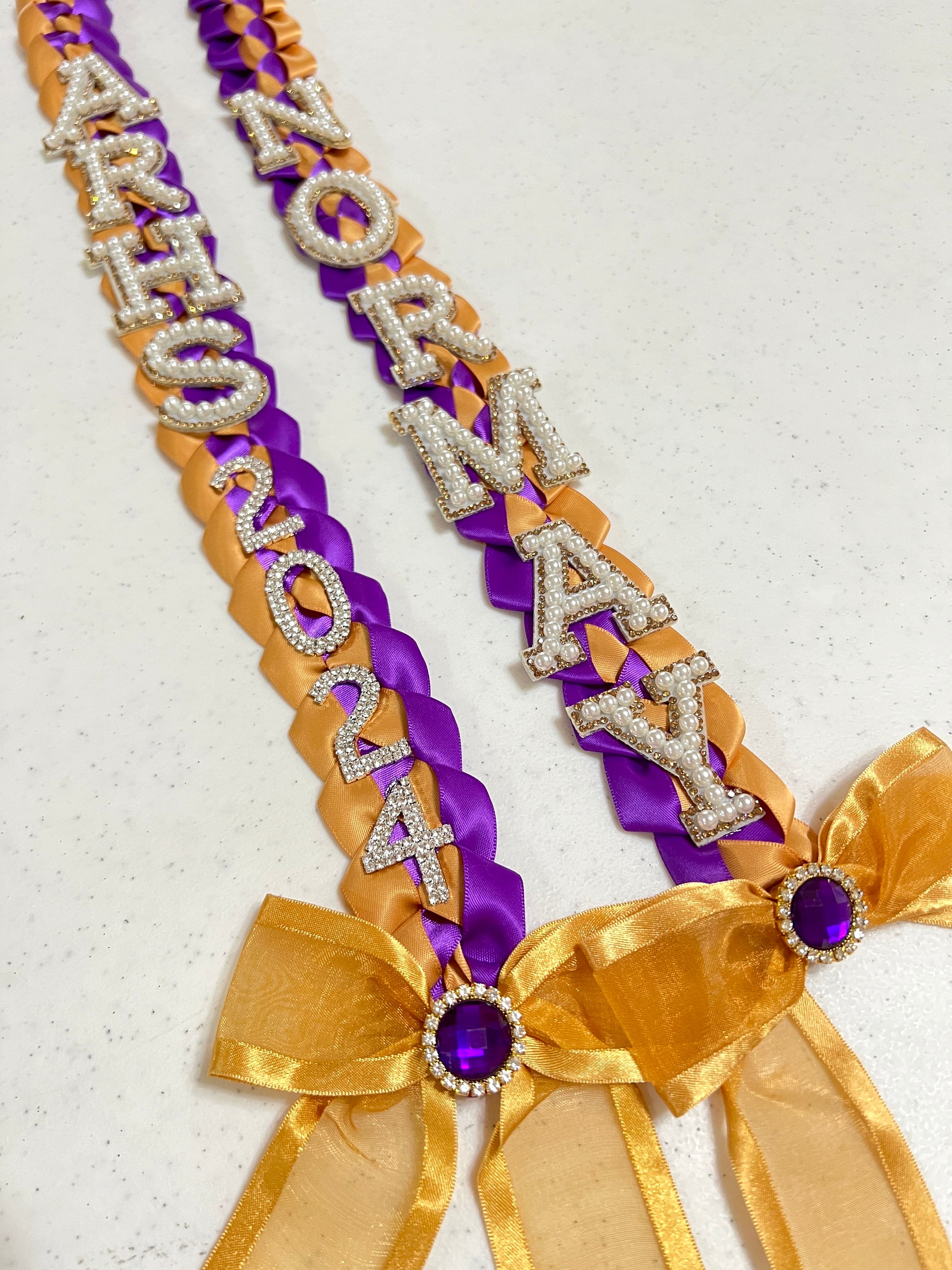 CUSTOM Graduation Lei 2 Colors Personalized Lei, Bling Rhinestone ...