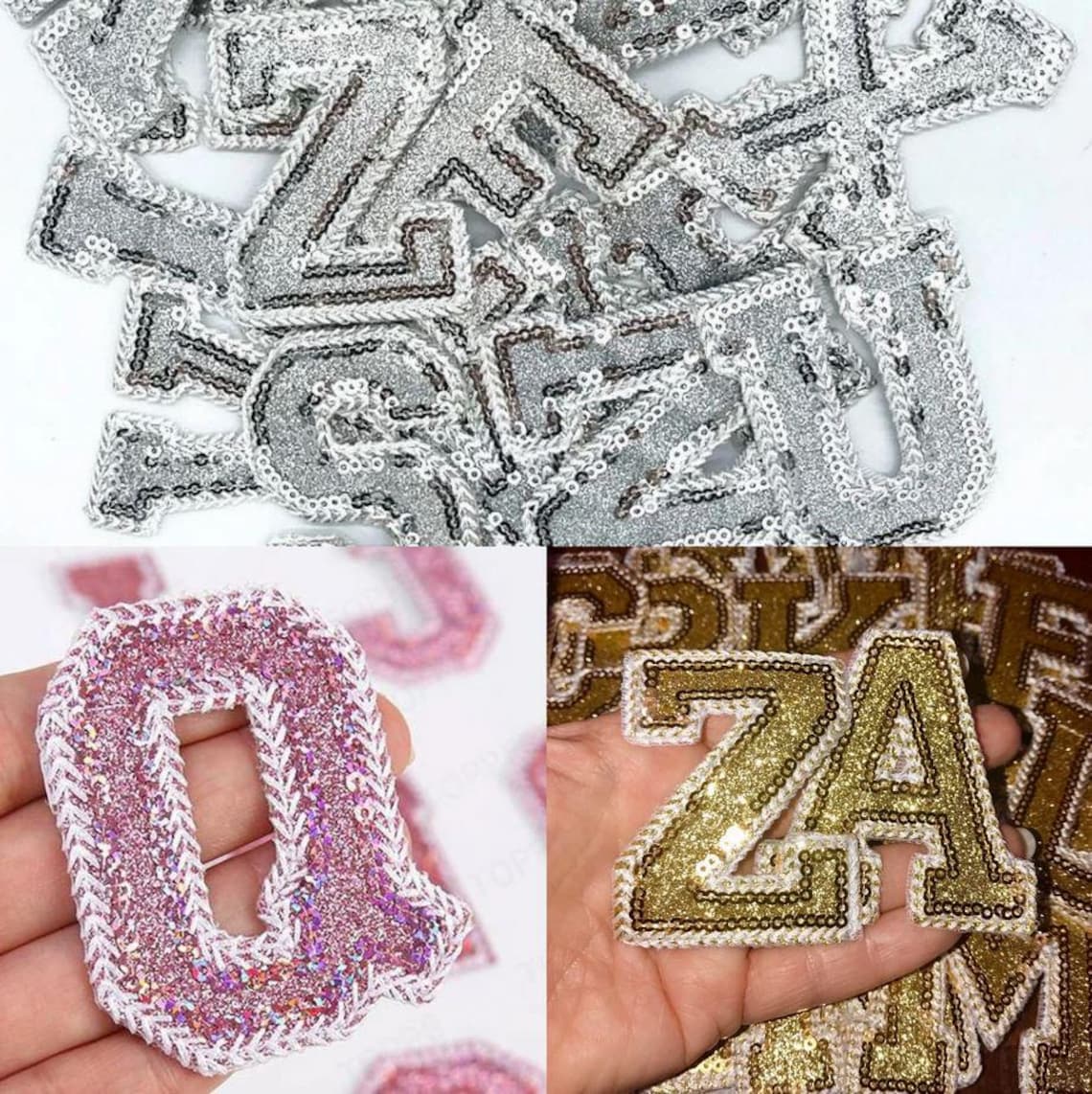 SEQUIN and GLITTER Felt Back LETTERS, Bling Embellishment, Initial Flat ...