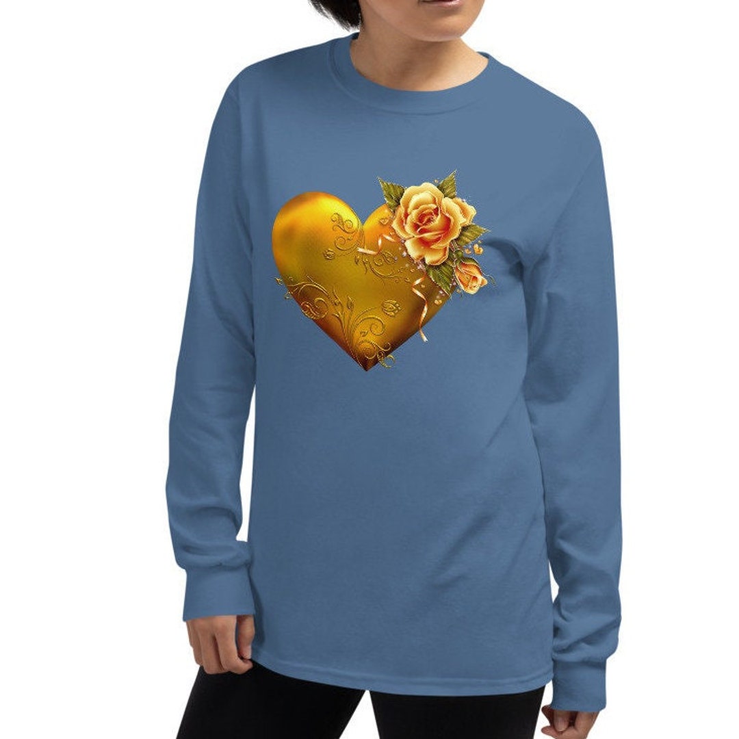 GOLD HEART Long Sleeve SHIRT, Vintage Heart Shirt for Men & Women ...