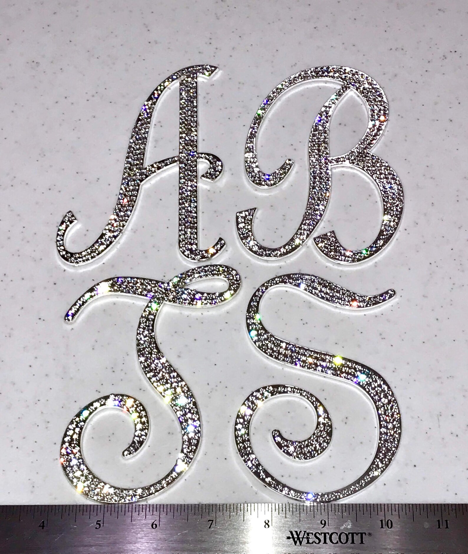 Large SILVER & GOLD Rhinestone LETTERS, Rhinestone Embellishment ...