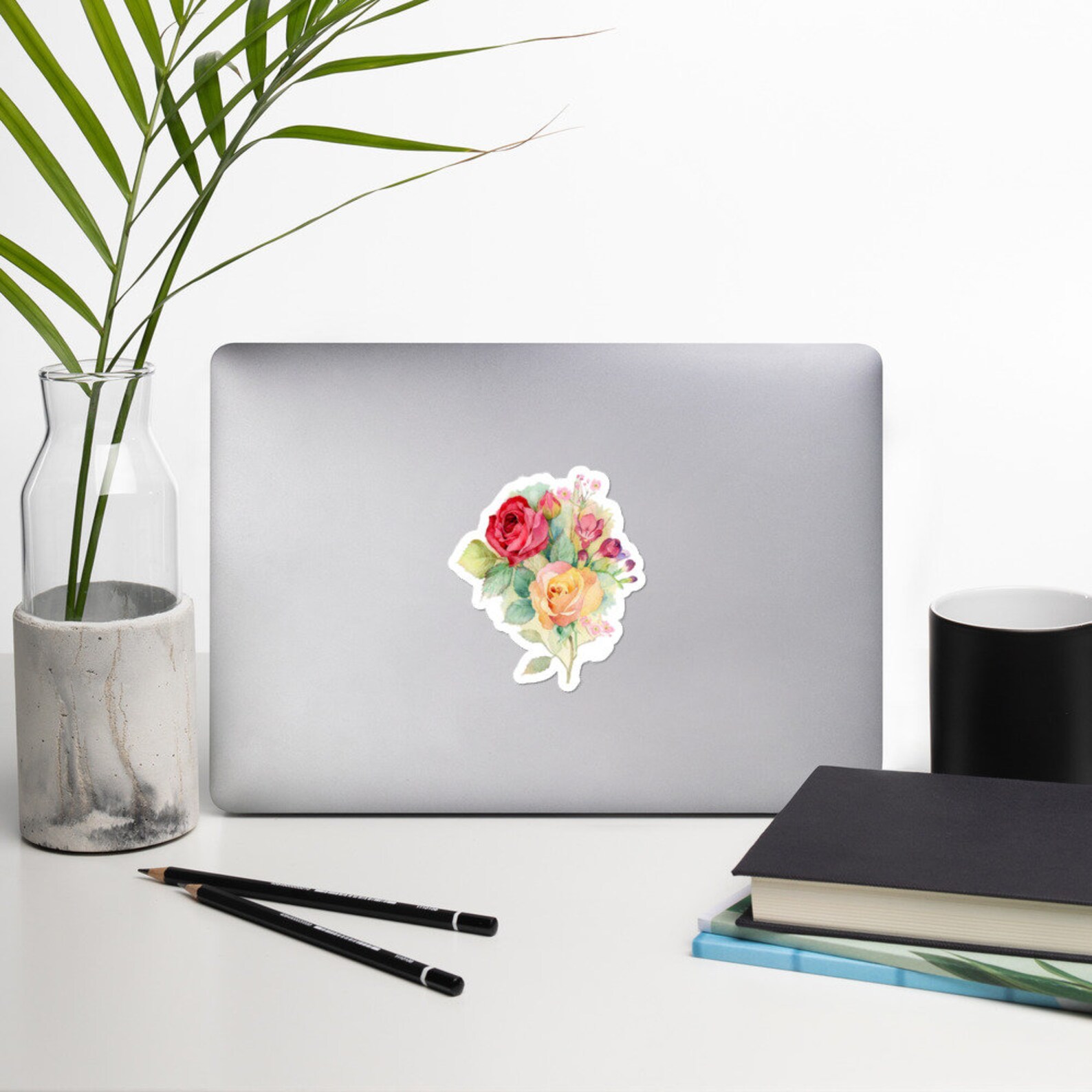 WATERCOLOR ROSES STICKER Vintage Floral Vinyl Laptop Decal | Etsy
