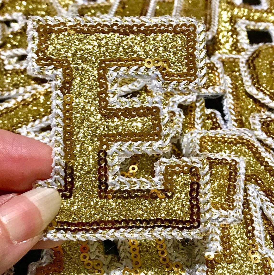 SEQUIN and GLITTER Felt Back LETTERS, Bling Embellishment, Initial Flat ...