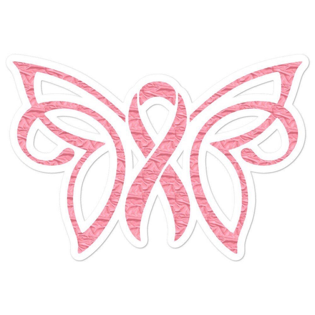 PINK RIBBON DECAL, Butterfly Ribbon Breast Cancer Vinyl Laptop Decal ...