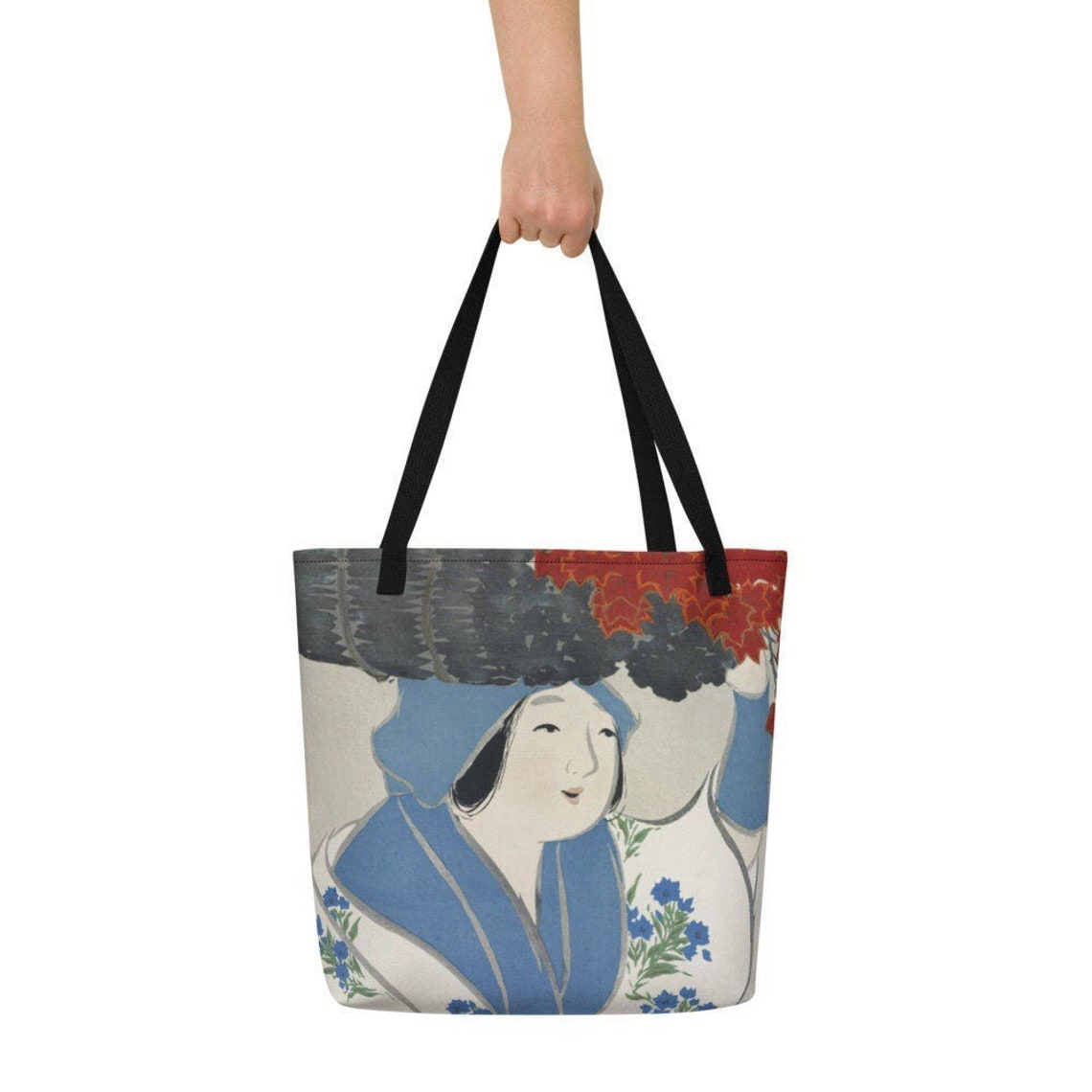 JAPANESE ART TOTE w/ Pocket Japanese Painting Travel Bag | Etsy