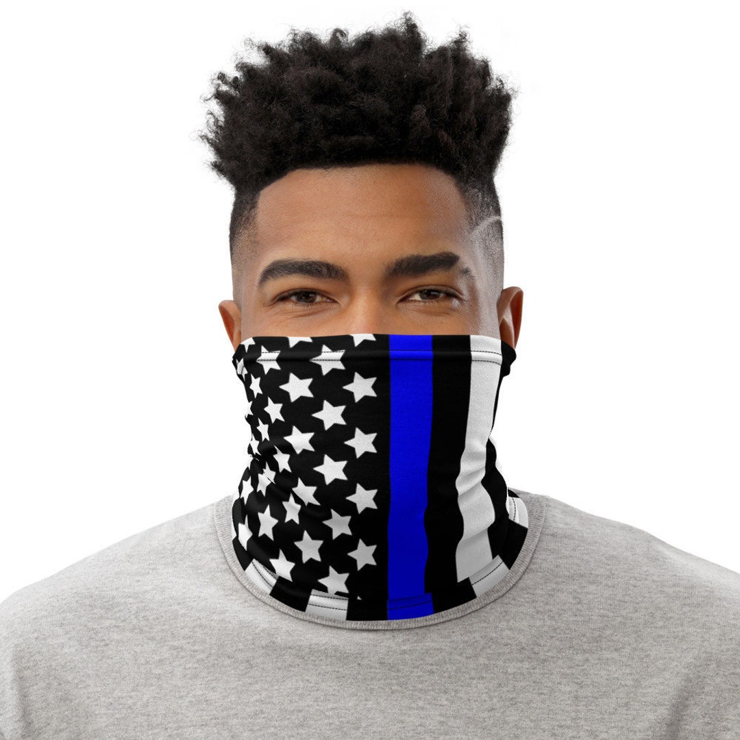 POLICE FLAG MASK, Blacked Out Flag Ski Gaiter Face Mask, Back the Blue ...