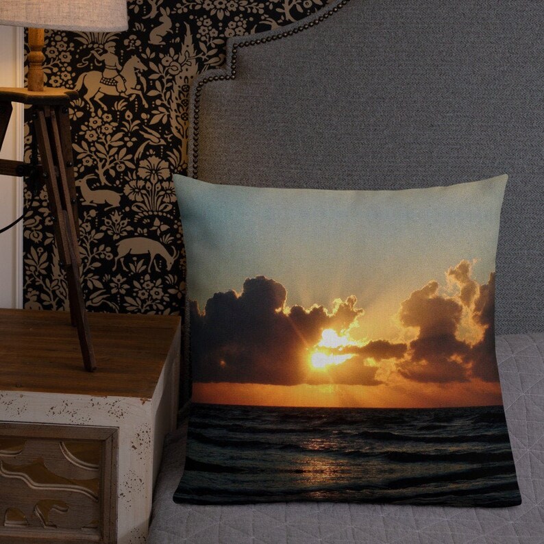 BEACH SUNSET PILLOW, Tropical Decorative Pillow, Designer Throw Pillow ...