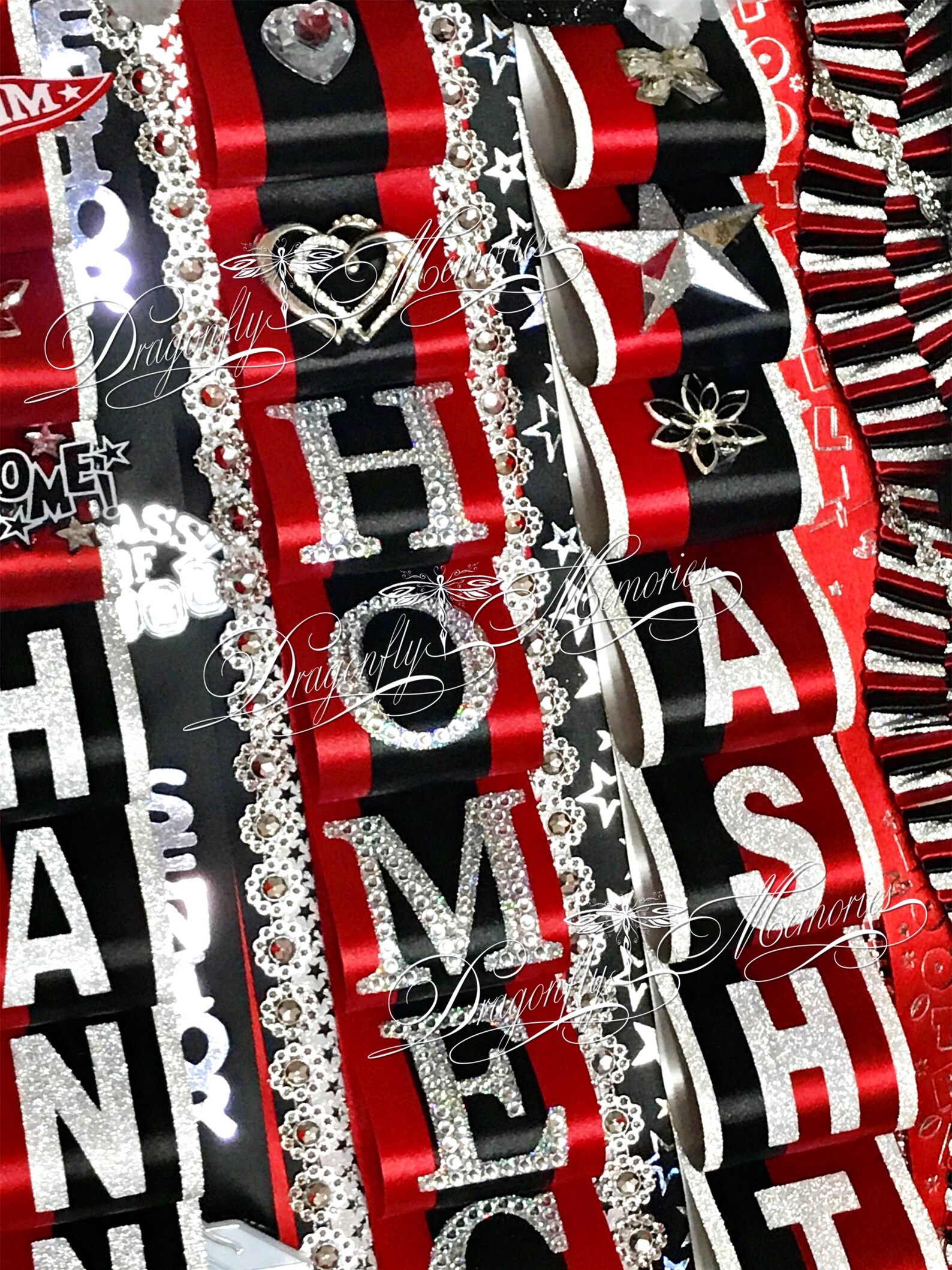 BLING Double Homecoming Mum W/rhinestone Three Letter Monogram, Braids ...