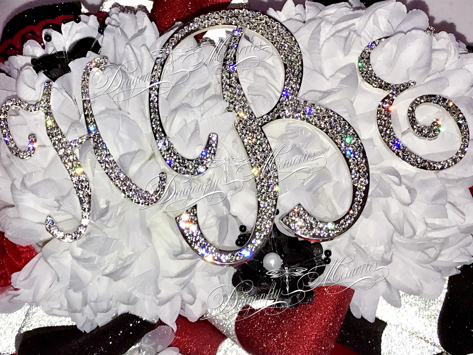BLING Double Homecoming Mum W/rhinestone Three Letter Monogram, Braids ...