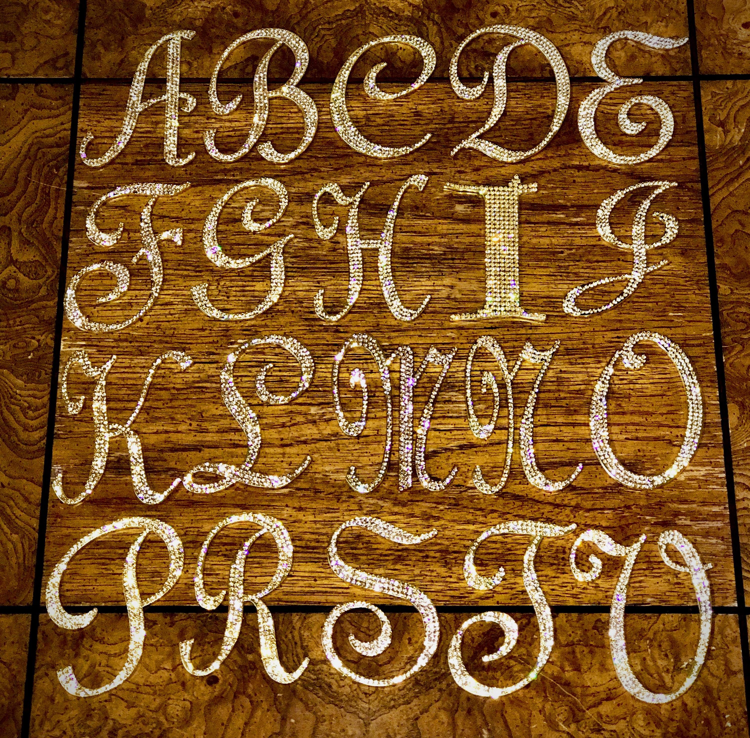 Large SILVER & GOLD Rhinestone LETTERS, Rhinestone Embellishment ...